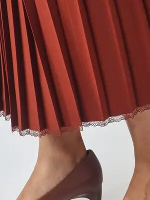 TWINSET Pleated Rawedge Midi Skirt