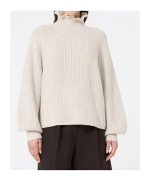 Max Mara Ruffled-trim Ribbed-knit Sweater