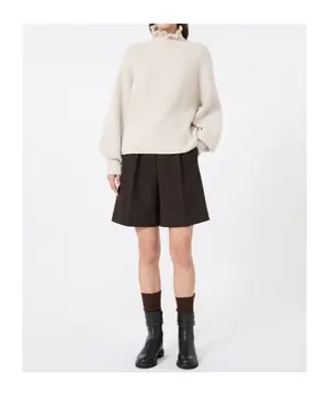 Max Mara Ruffled-trim Ribbed-knit Sweater