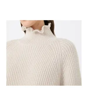 Max Mara Ruffled-trim Ribbed-knit Sweater
