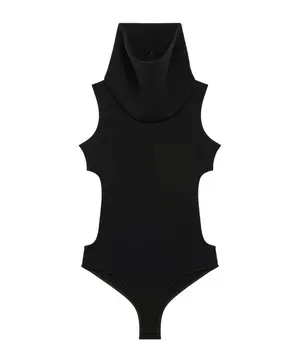 COURREGES High-neck Cut-out Bodysuit - Black