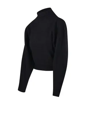 Max Mara Cropped Wool And Cashmere Jersey Sweatshirt - Dark Gray