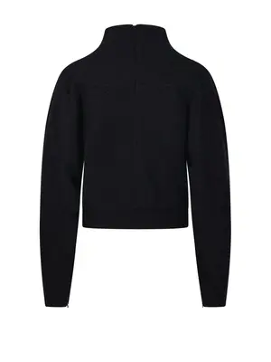 Max Mara Cropped Wool And Cashmere Jersey Sweatshirt - Dark Gray