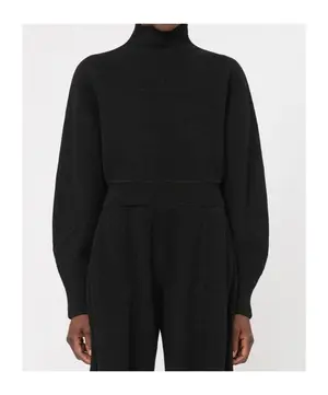 Max Mara Cropped Wool And Cashmere Jersey Sweatshirt - Dark Gray