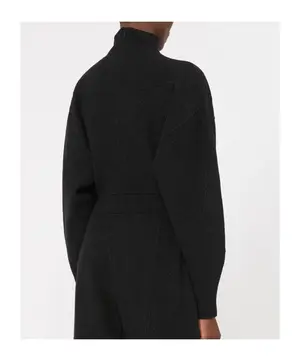 Max Mara Cropped Wool And Cashmere Jersey Sweatshirt - Dark Gray