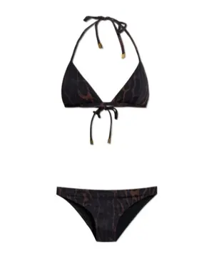 TOM FORD Animal Printed Drawstring Two Piece Swimsuit - Brown