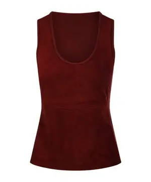 Max Mara Suede-panelled Scoop-neck Tank Top - Wine Red