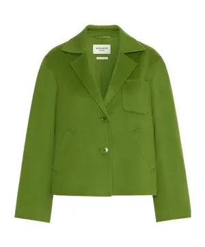 Max Mara Double Wool Cropped Jacket - Green