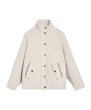 Brunello Cucinelli Virgin Wool And Cashmere Double Cloth Coat With Monili