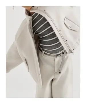 Brunello Cucinelli Virgin Wool And Cashmere Double Cloth Coat With Monili