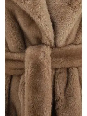 Max Mara S Miss Coat In Faux Fur - Cream