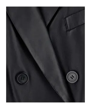 Emporio Armani Slim-fit Double-breasted Blazer In Semi-glossy Leather