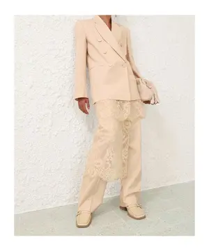 Zimmermann Lace-trim Double-breasted Blazer