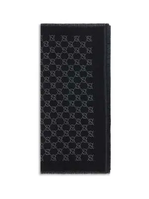 Gucci Miss Stenny Gg Monogram Wool Scarf - Black