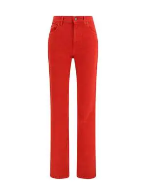 Chloé Cotton Denim Pants - Red