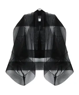 MAISON MARGIELA Solid-color Tulle Shawl Dress - Black