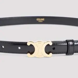 Celine Triomphe Leather Belt - Black