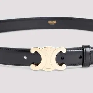 Celine Triomphe Leather Belt - Black