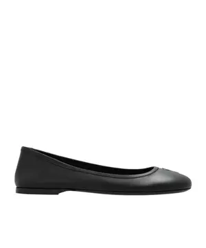 AMI Paris Logo Embossed Round-toe Ballet Flats - Black