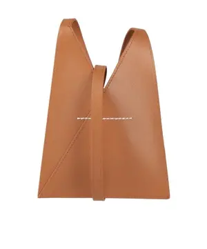 MAISON MARGIELA Solid Color Mini Leather Crossbody Bag - Brown