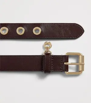 Maje Leather Eyelet Belt