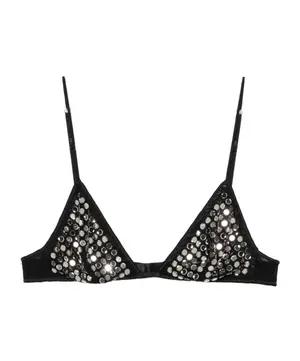 Oseree Crystal-embellished Triangle Bra - Black