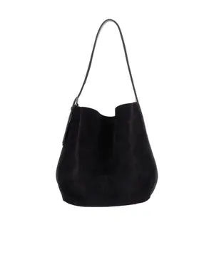 TOTEME Espresso Medium Suede Tote Bag - Black