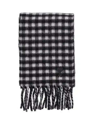 AMI Paris Checked Fringed Scarf
