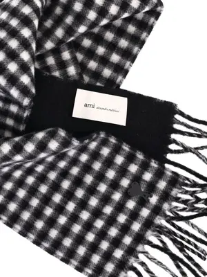 AMI Paris Checked Fringed Scarf