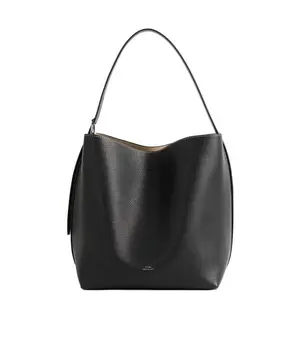 TOTEME Medium Belted Grained-leather Tote Bag - Black