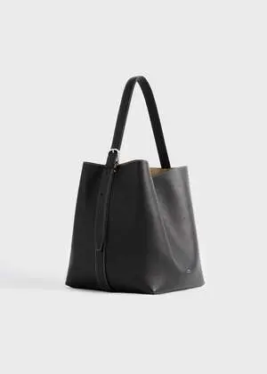 TOTEME Medium Belted Grained-leather Tote Bag - Black