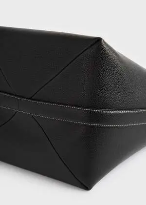 TOTEME Medium Belted Grained-leather Tote Bag - Black