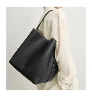TOTEME Medium Belted Grained-leather Tote Bag - Black