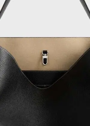 TOTEME Medium Belted Grained-leather Tote Bag - Black