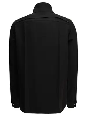 Rick Owens Fw26 Tower Runway Outershirt In Wool Whipcord And Waxy Lamb Leather