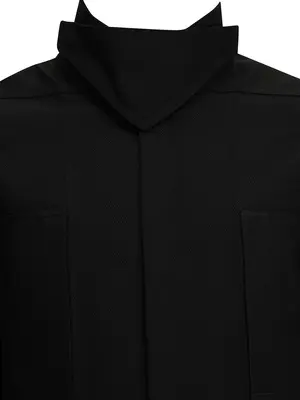 Rick Owens Fw26 Tower Runway Outershirt In Wool Whipcord And Waxy Lamb Leather