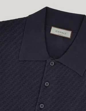 Canali Textured Knit Polo Sweater