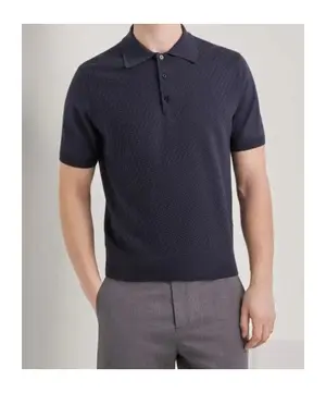 Canali Textured Knit Polo Sweater