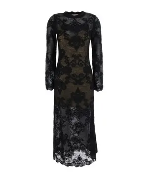 TWINSET Florallace Longsleeve Maxi Dress - Black