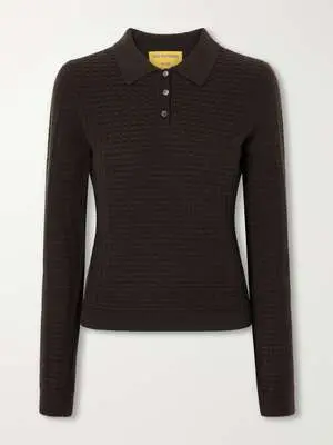 Guest In Residence Shrunken Waffle Cashmere Polo Sweater - Brown