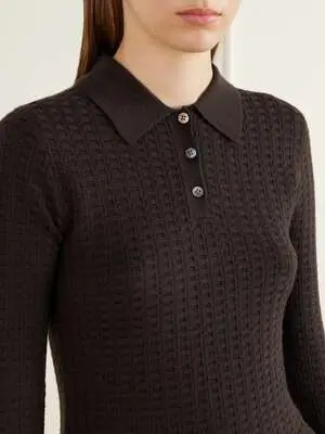 Guest In Residence Shrunken Waffle Cashmere Polo Sweater