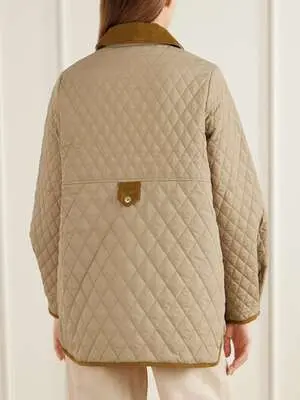 Barbour Corduroy-trimmed Logo-embroidered Quilted Shell Jacket