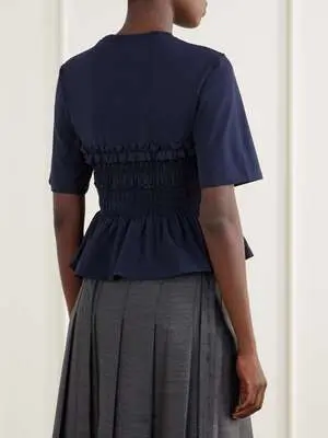 Cecilie Bahnsen Vilde Gathered Cotton-stretch Jersey T-shirt