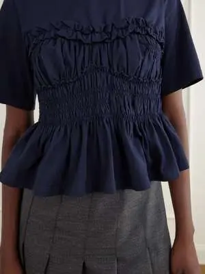 Cecilie Bahnsen Vilde Gathered Cotton-stretch Jersey T-shirt