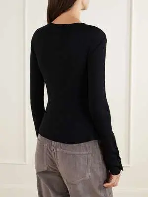 MFPEN Ribbed Merino Wool-jersey Henley Top