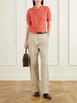 Arch4 Rome Cropped Organic Cashmere And Silk-blend Cardigan - Orange