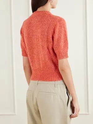 Arch4 Rome Cropped Organic Cashmere And Silk-blend Cardigan - Orange