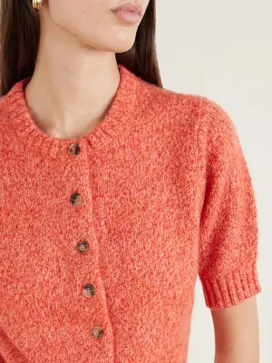 Arch4 Rome Cropped Organic Cashmere And Silk-blend Cardigan - Orange