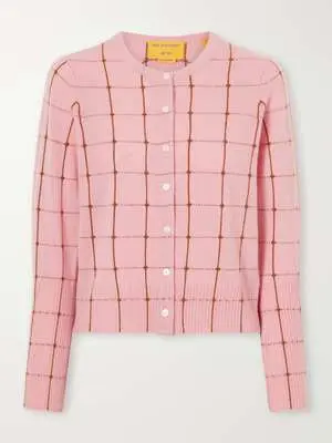 Guest In Residence Jane Checker Cashmere Cardigan - Pink