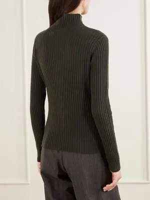 Arch4 Ariana Ribbed Organic Cashmere Turtleneck Sweater